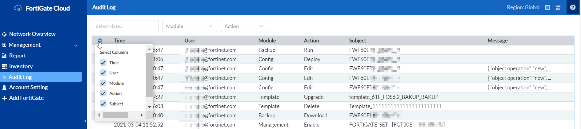 Audit Log | FortiGate Cloud 24.1.0 | Fortinet Document Library